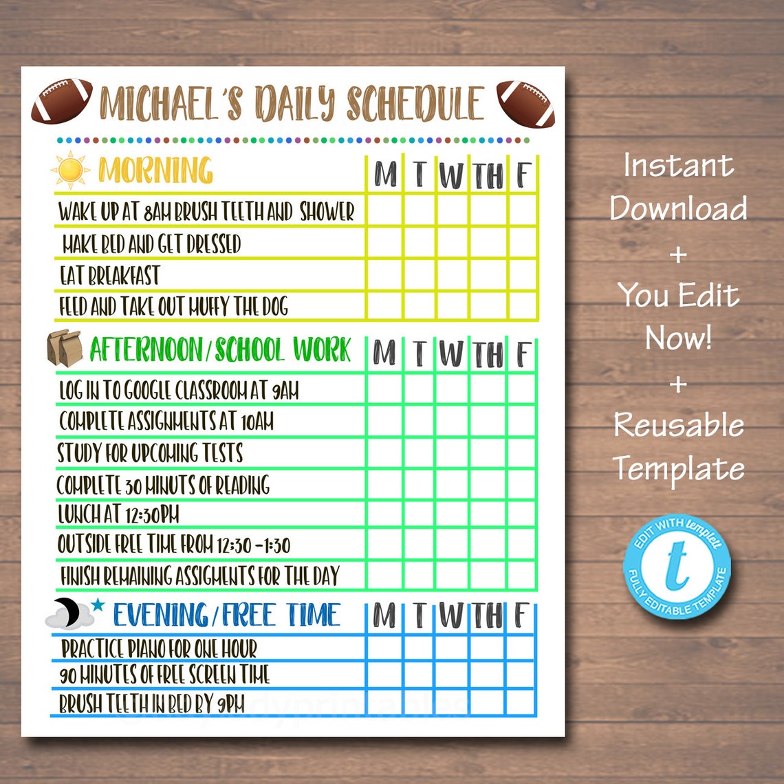 Printable Daily Schedule Home School Subject Checklist - Etsy