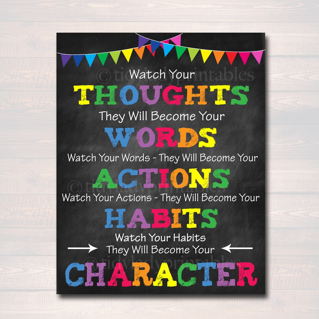 Thoughts, Words, Actions, Character Poster: Classroom Decor (digital ...