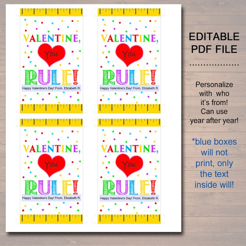 EDITABLE Valentine's Day Ruler Tags INSTANT DOWNLOAD - Etsy
