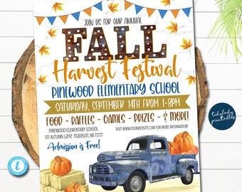 Fall Festival Fall Harvest Flyer, Printable Halloween Invitation ...