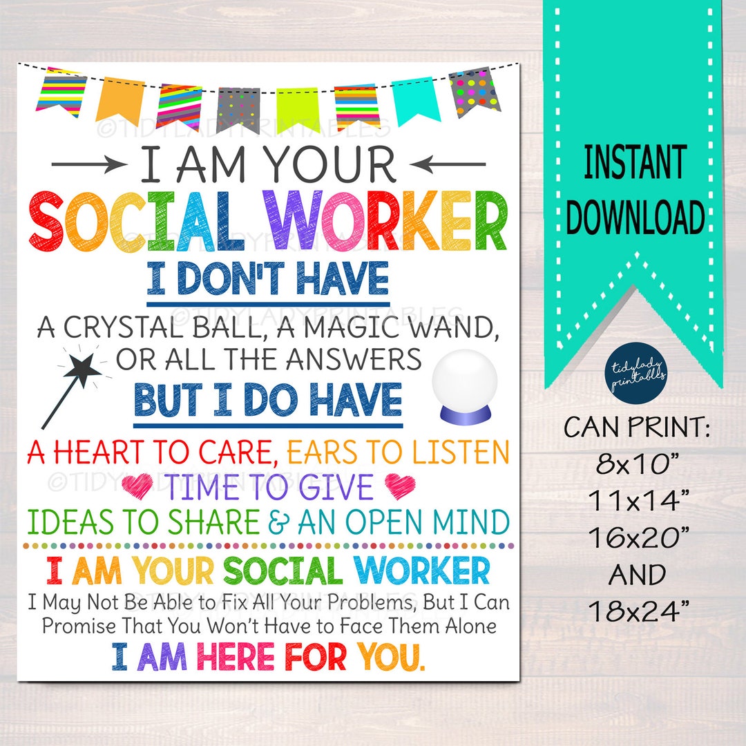 School Social Worker Office Poster: Colorful Printable Art (instant ...