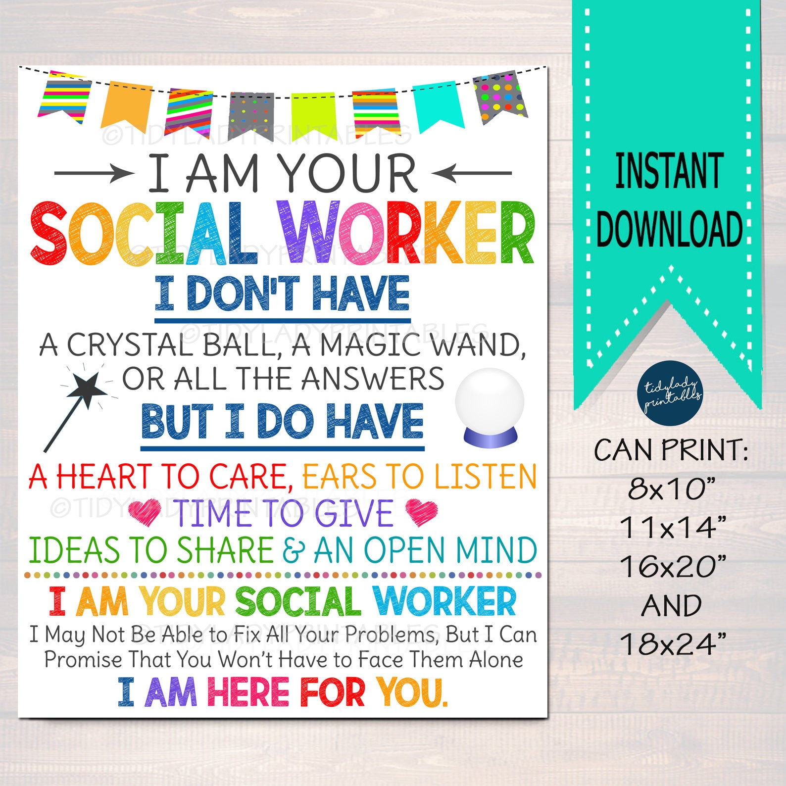 School Social Worker Office Poster: Colorful Printable Art (instant ...
