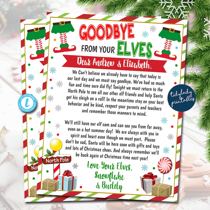 Elf Letter Goodbye From the Elves Letter for Kids End of - Etsy