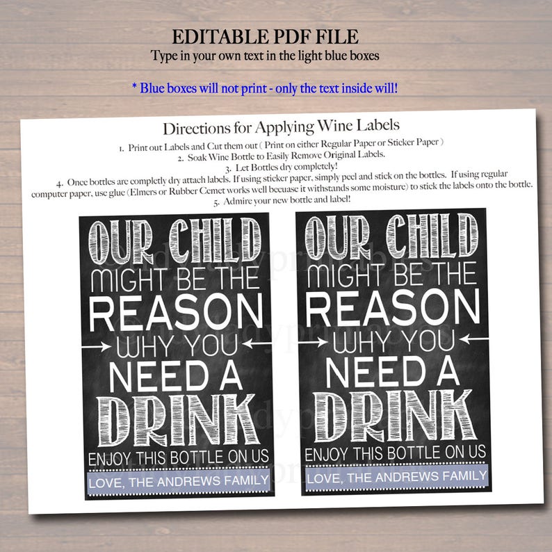Funny Teacher Wine Label: Our Child is Why You Drink (editable PDF) - Etsy