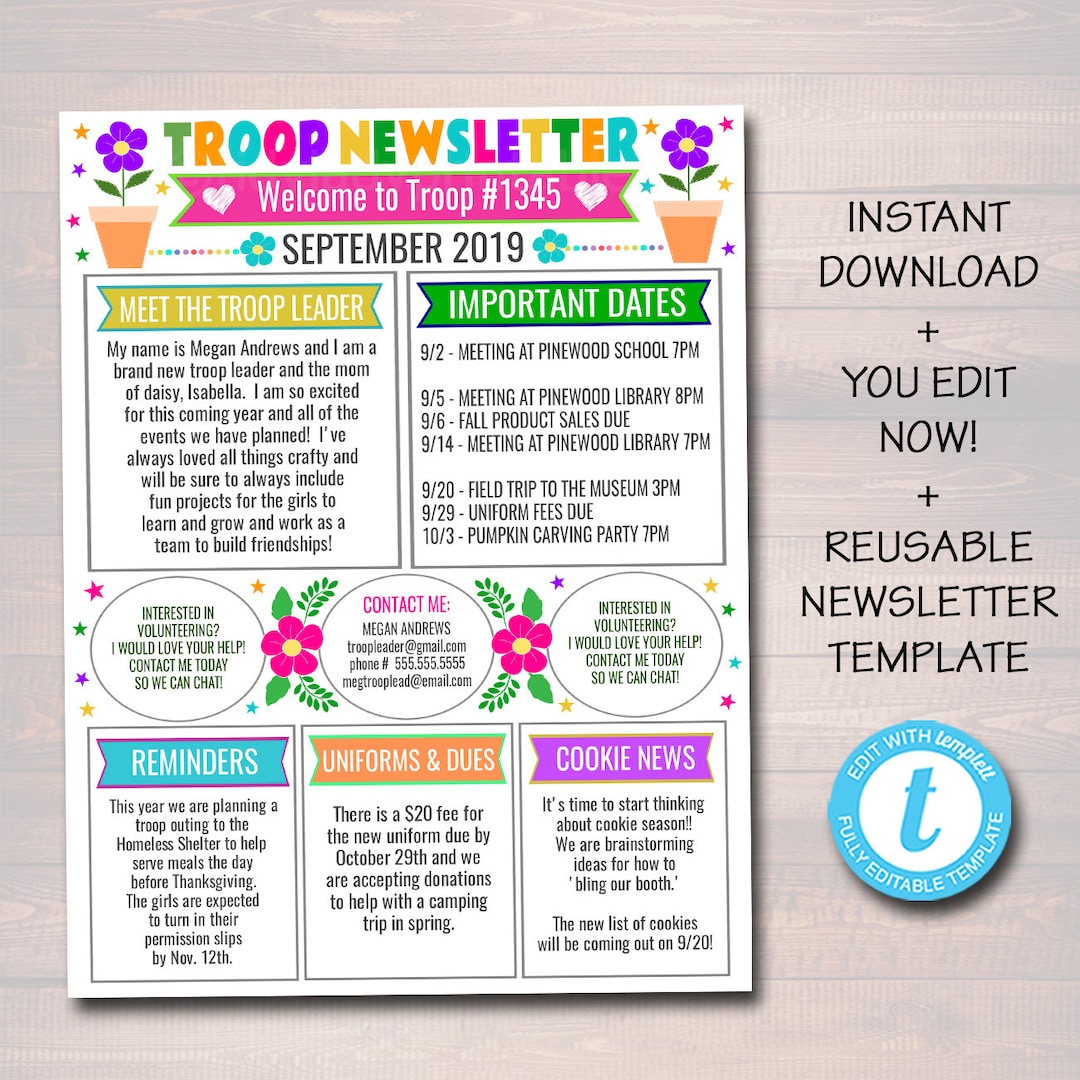 Editable Teacher Newsletter Template: Parent Communication (instant ...
