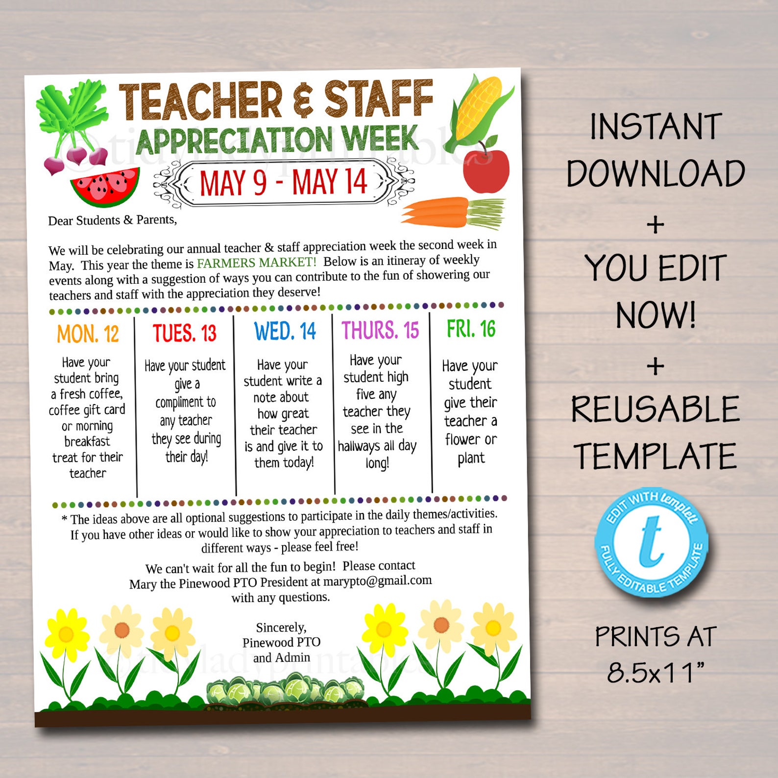 Editable Farmers Market Theme Teacher Appreciation Invitation - Etsy
