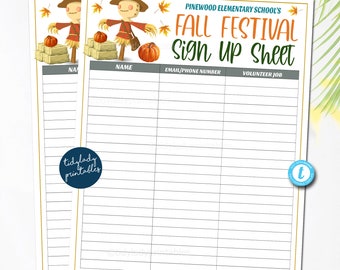 Fall Sign up Sheet - Etsy
