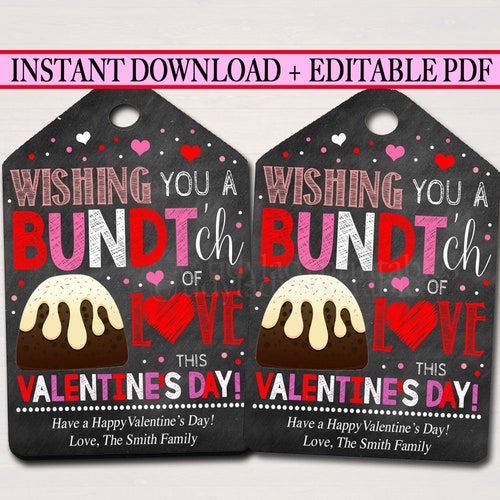 Valentine's Day Bundt Cake Gift Tags Staff Teacher - Etsy