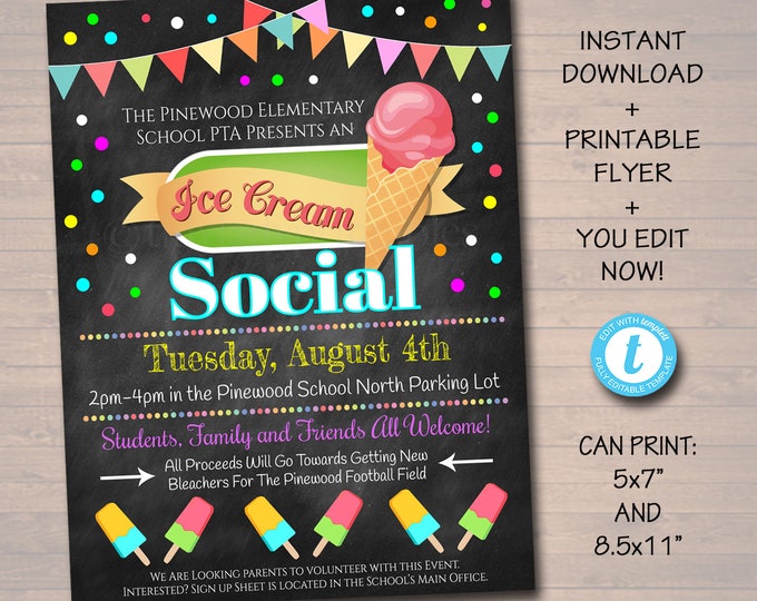 EDITABLE Ice Cream Social Flyer, Appreciation Week, Printable Ice Cream ...