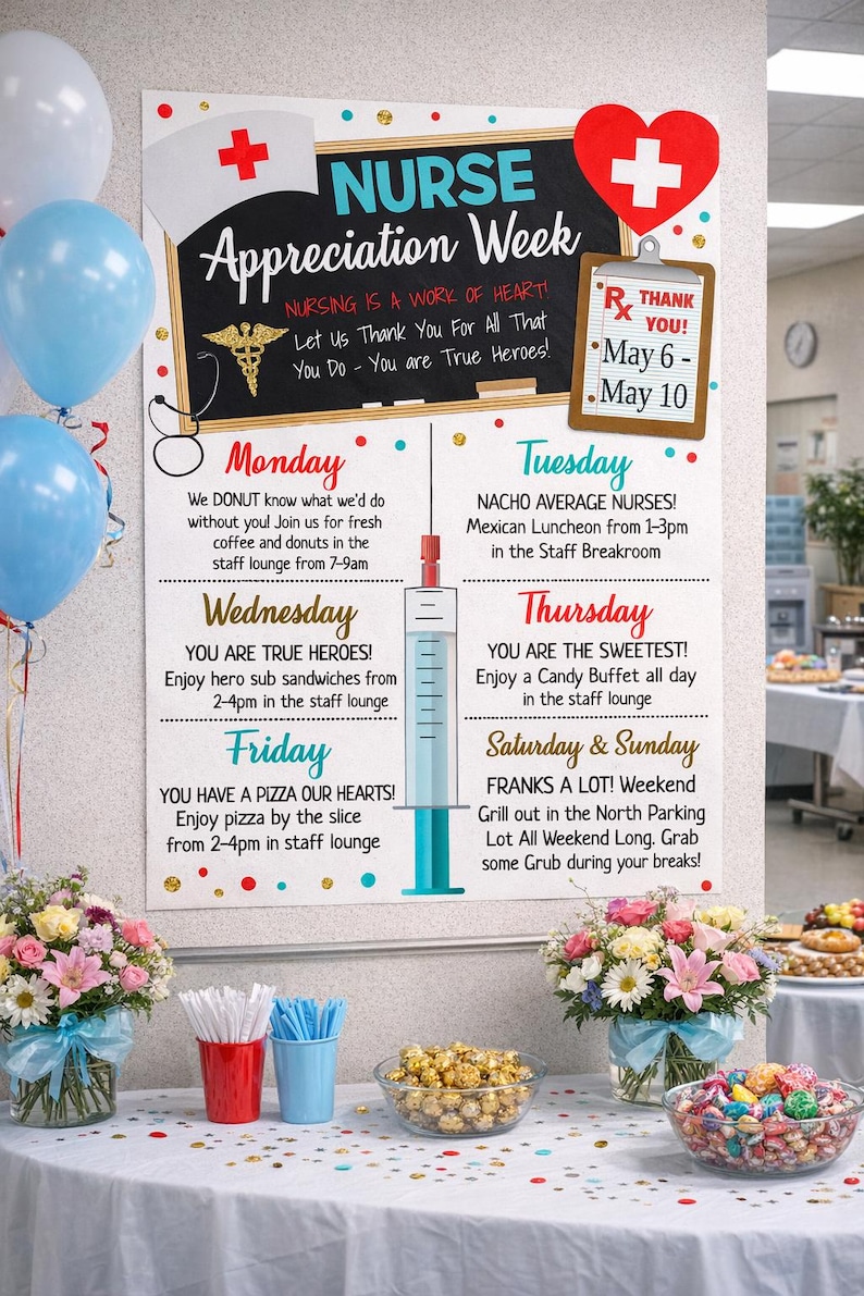 Nurse Appreciation Week Itinerary Template: Medical Staff Employee ...