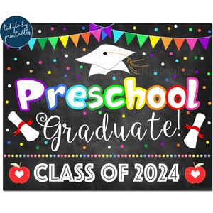 Preschool Graduation Photo Prop, End of School Chalkboard Poster Last ...