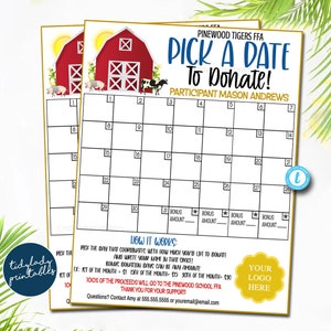 EDITABLE Agriculture Pick a Date to Donate Printable, Class Fundraiser ...