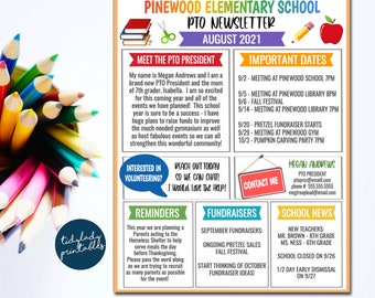 EDITABLE PTO PTA Newsletter Flyer, School Year Fundraiser Event ...