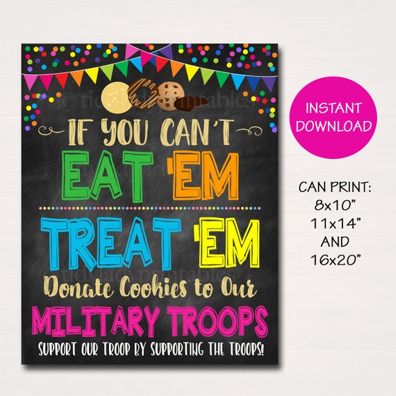 Cookie Booth Sign If You Can't Eat 'Em Treat 'Em, Donate Cookies to ...