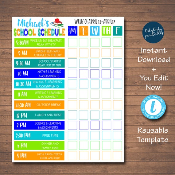 Home School Schedule, Daily Weekly Subject Checklist, Homework ...