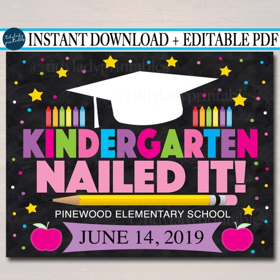 EDITABLE DATE Kindergarten Graduation Photo Prop, Last Day End of ...