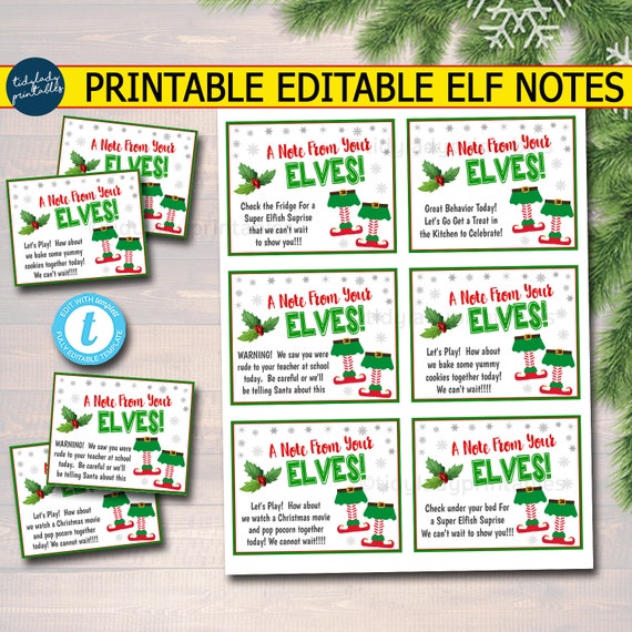 Printable Elf Notes, A note from the elves, elf prop ideas, Christmas ...