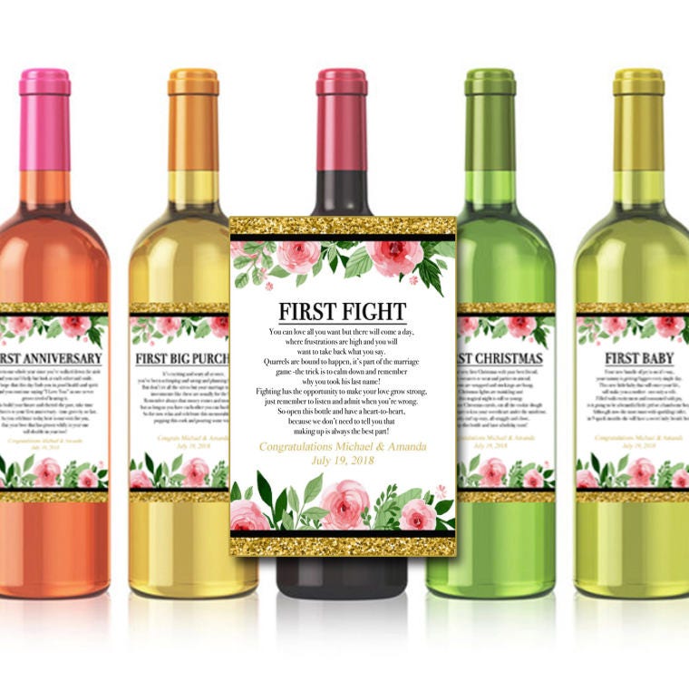 EDITABLE Marriage Firsts Wine Labels Printable Wine Label | Etsy