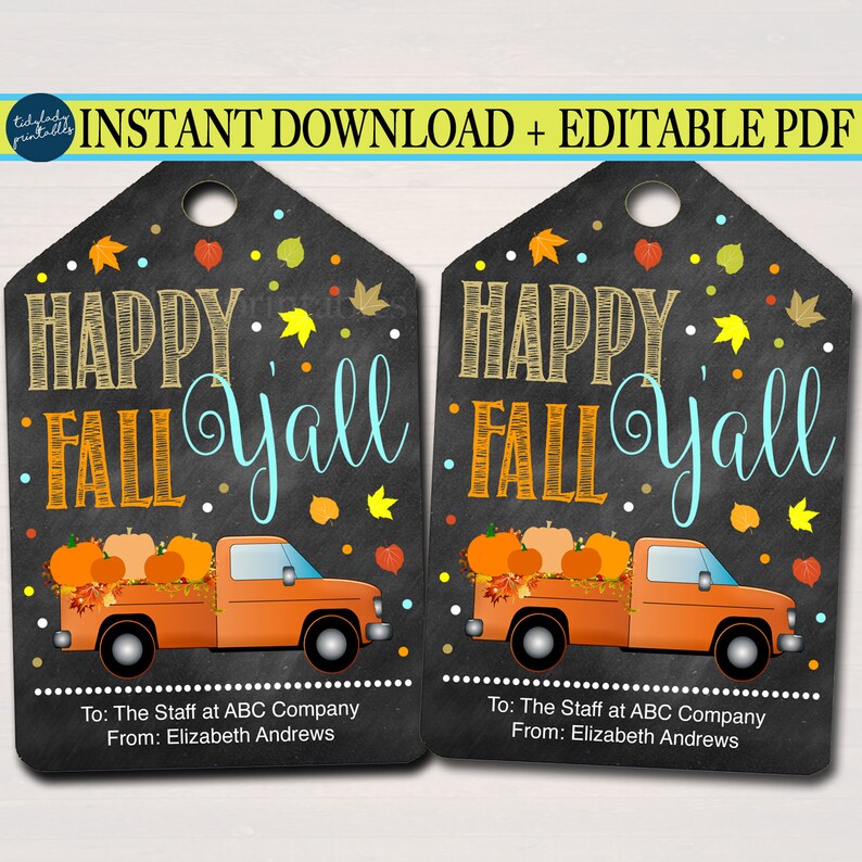 Fall Gift Tags Happy Fall Y'all Customer Appreciation - Etsy