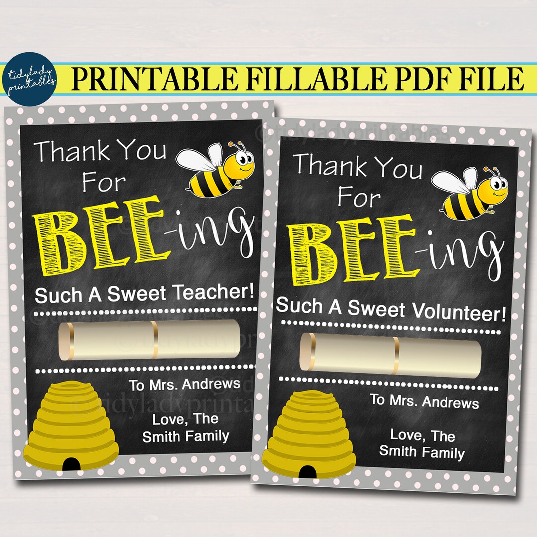 Printable Bee Chapstick Tags, Volunteer Labels, Printable, INSTANT ...