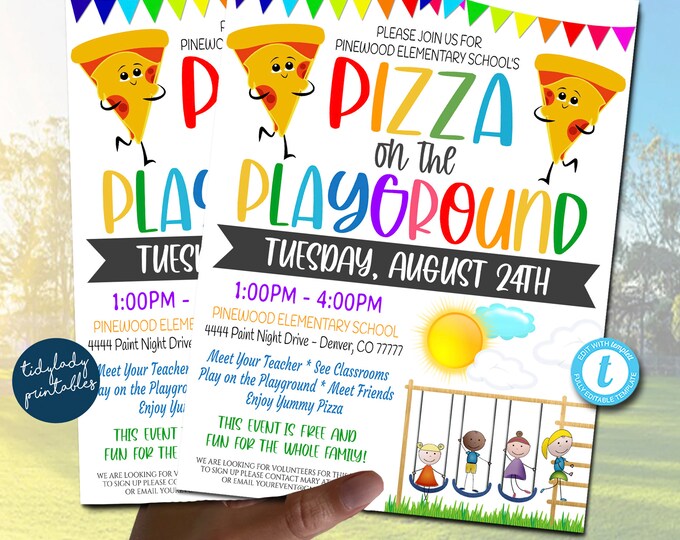 Editable Pizza on the Playground Flyer, Back to School Meet the Teacher ...