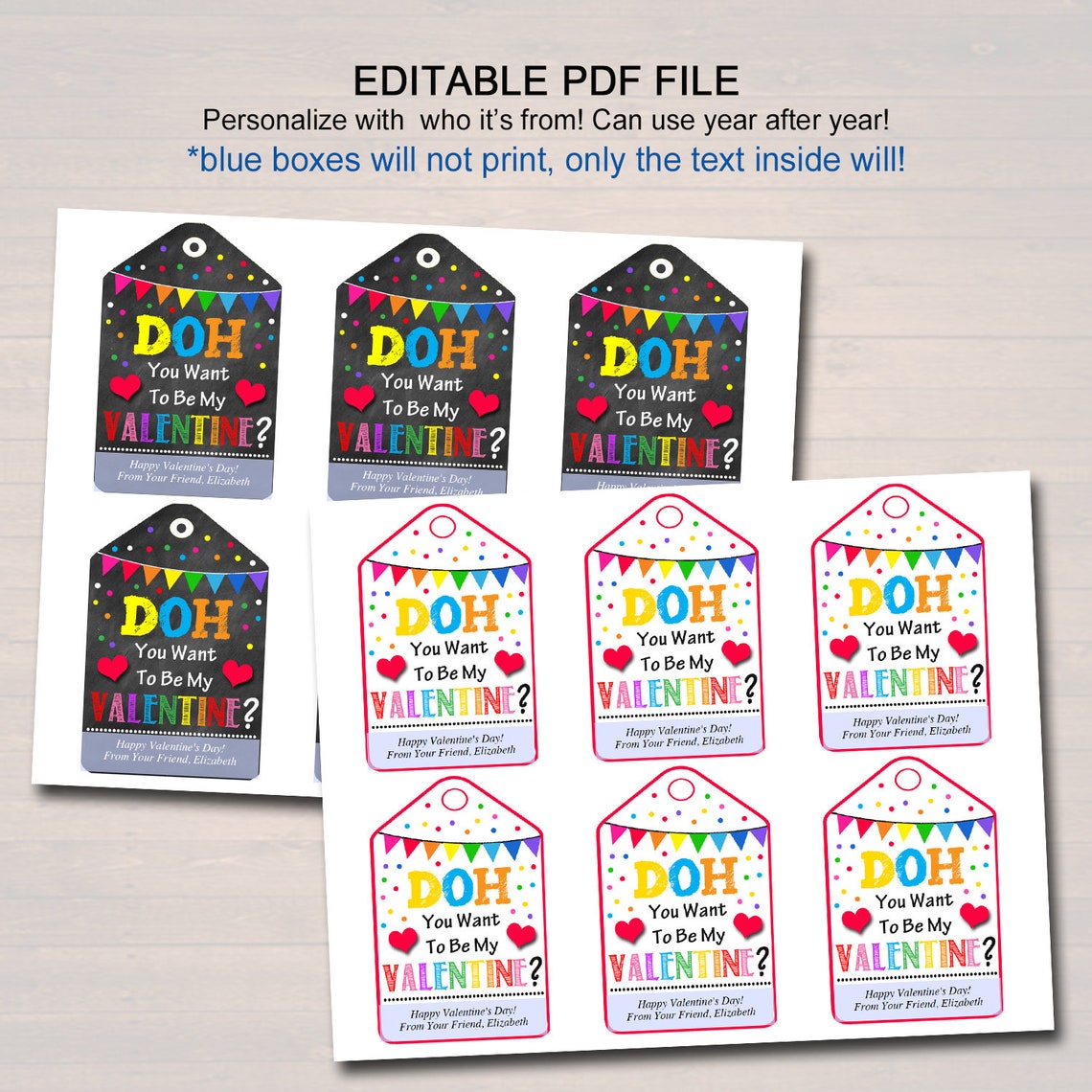 EDITABLE Valentine's Day Gift Tags School Classmate | Etsy