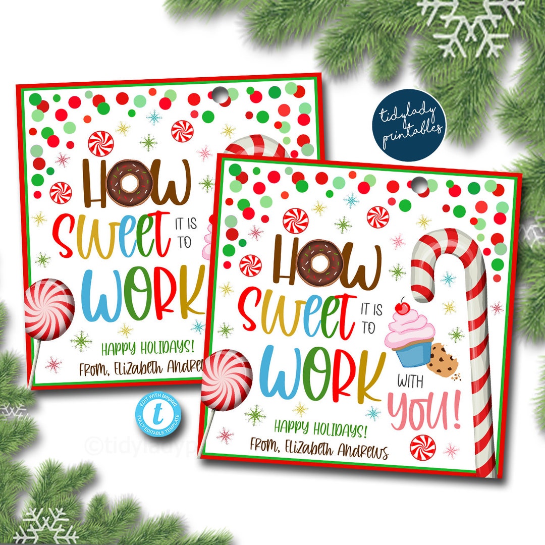 How Sweet It is to Work With You Christmas Gift Tag Staff Appreciation ...