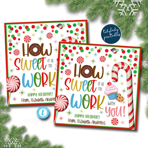 How Sweet it is to Work with you Christmas Gift Tag Staff Appreciation ...