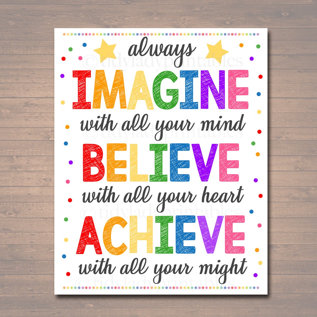 Classroom Decor School Classroom Poster, Imagine, Believe, Achieve ...