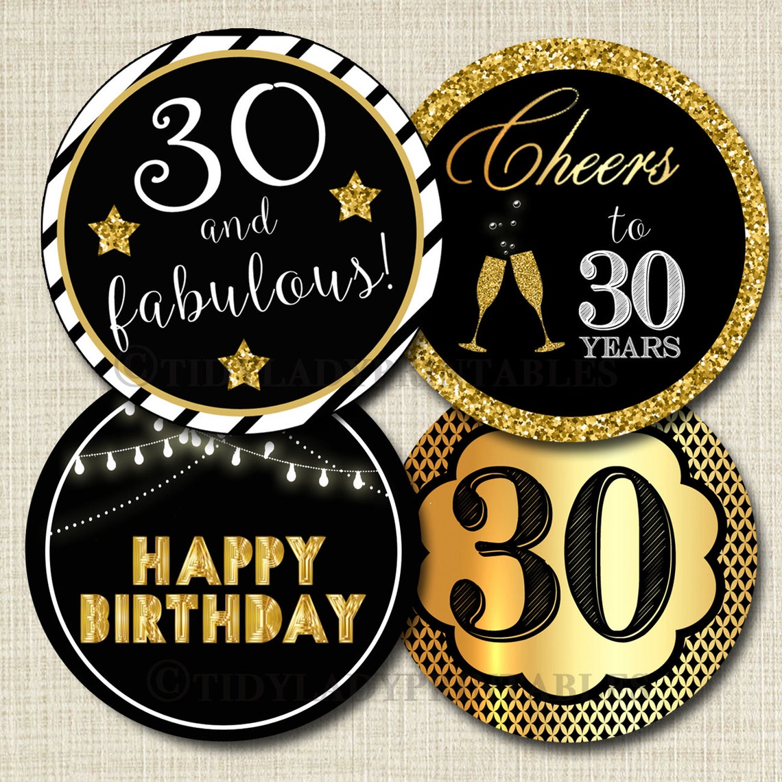 30th Birthday Cupcake Toppers PRINTABLE Cheers to Thirty | Etsy