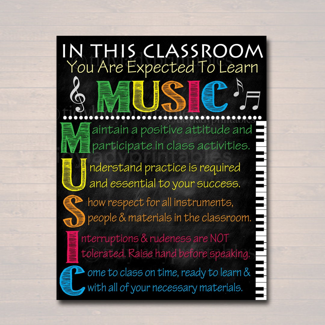 MUSIC Classroom Poster, Music Classroom Decor, Classroom Rules Poster ...