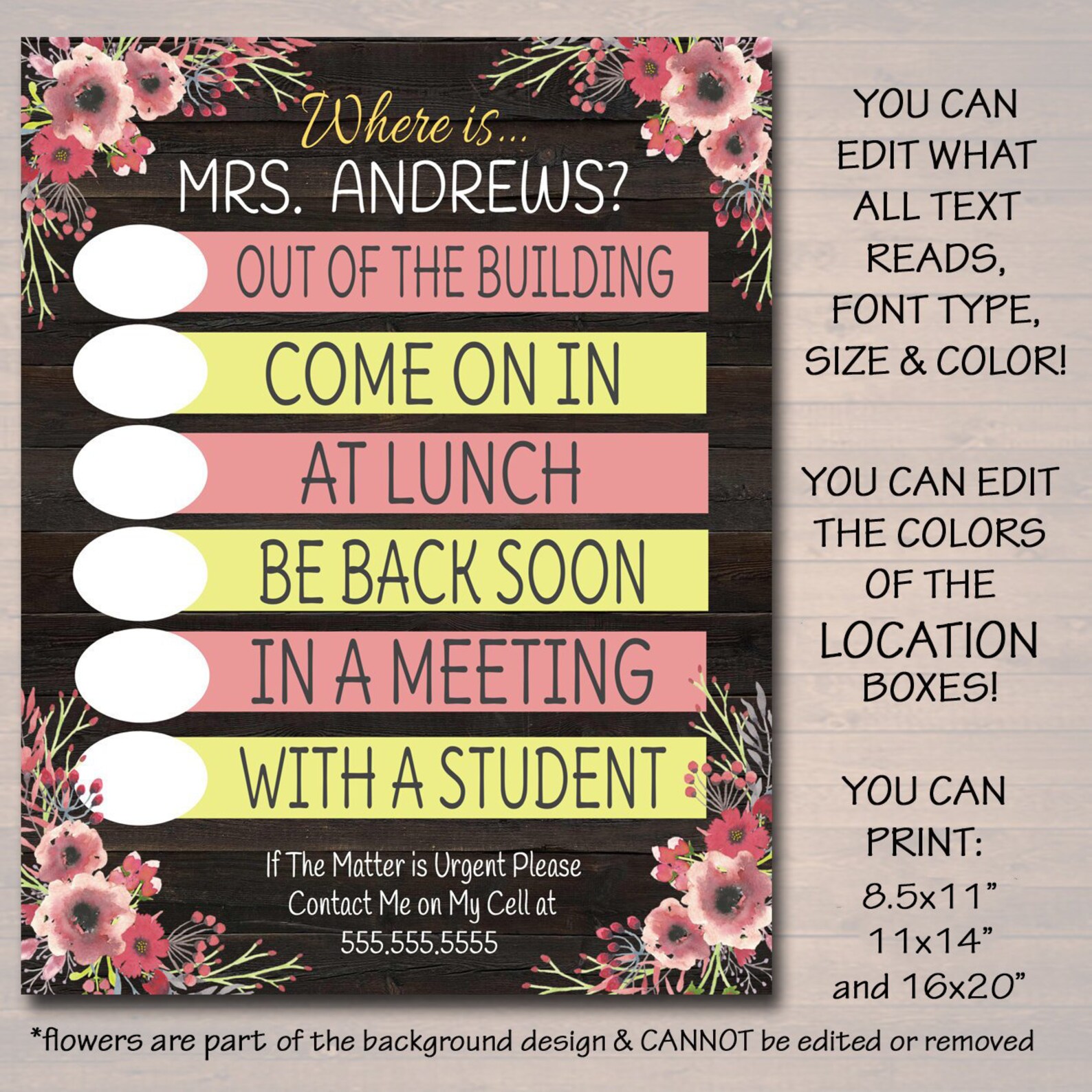 EDITABLE Door Sign Classroom Decorations Custom Teacher | Etsy