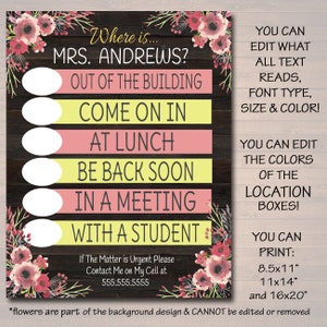 EDITABLE Door Sign, Classroom Decorations, Custom Teacher Gifts, Custom ...