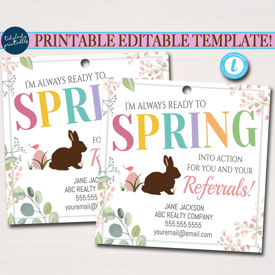 Spring Floral Realtor Tags, Easter Pop by Tags, Real Estate Pop by Tag ...