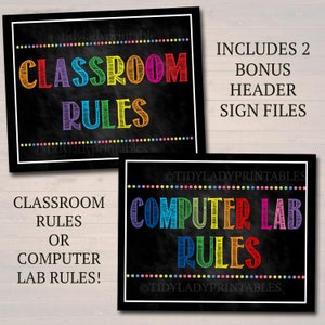 Computer Lab Poster Set, Classroom Decor, INSTANT DOWNLOAD, Computers ...