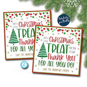 Christmas Treat Thank You Tag Holiday Appreciation Gift Tags Christmas ...