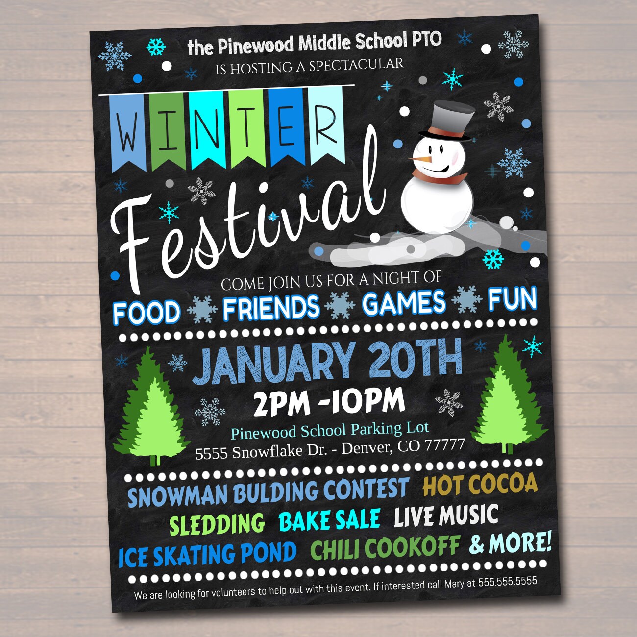 Winter Festival Flyer: Editable Holiday Event Invitation (digital ...