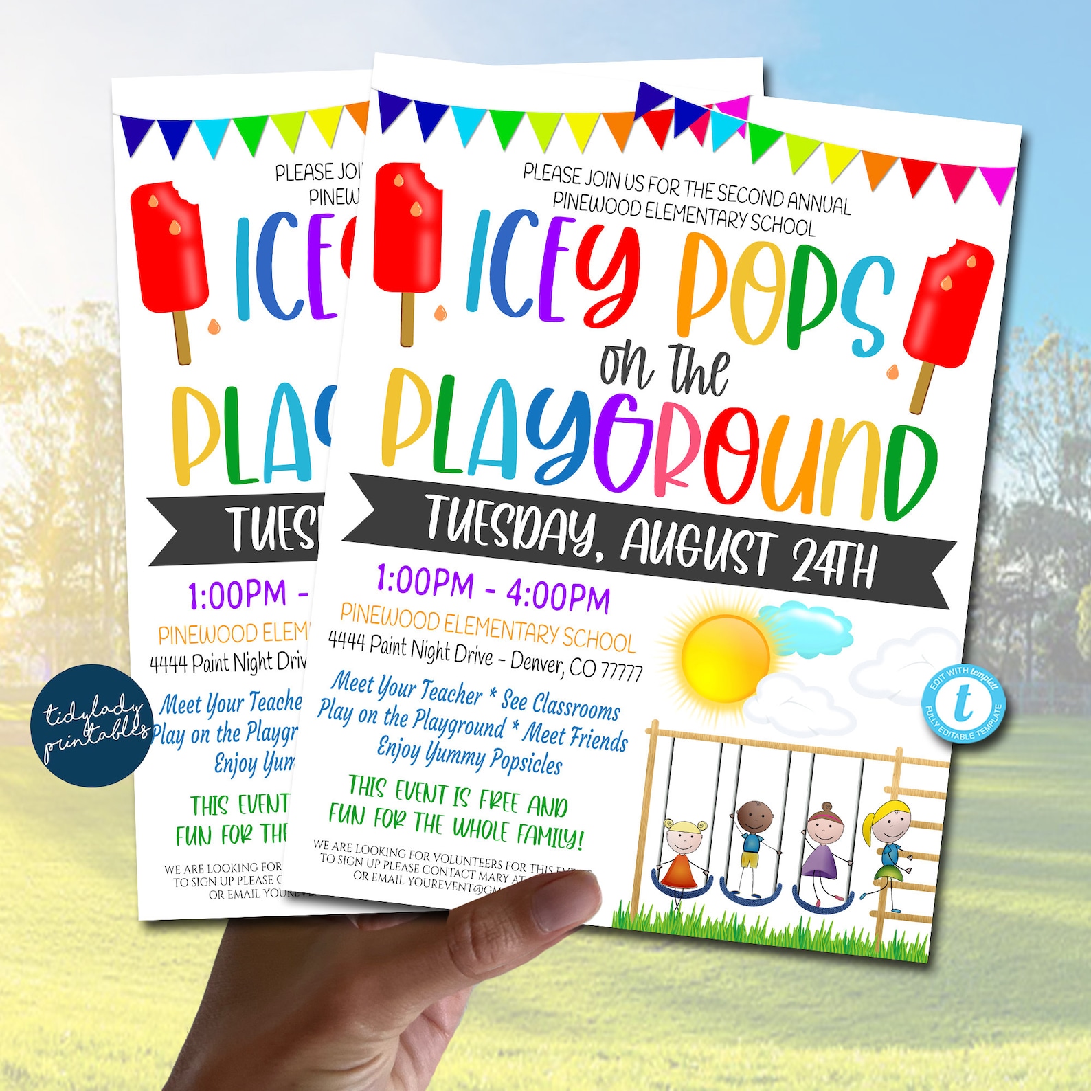 Popsicles on the Playground Flyer: Back to School Party Invite ...