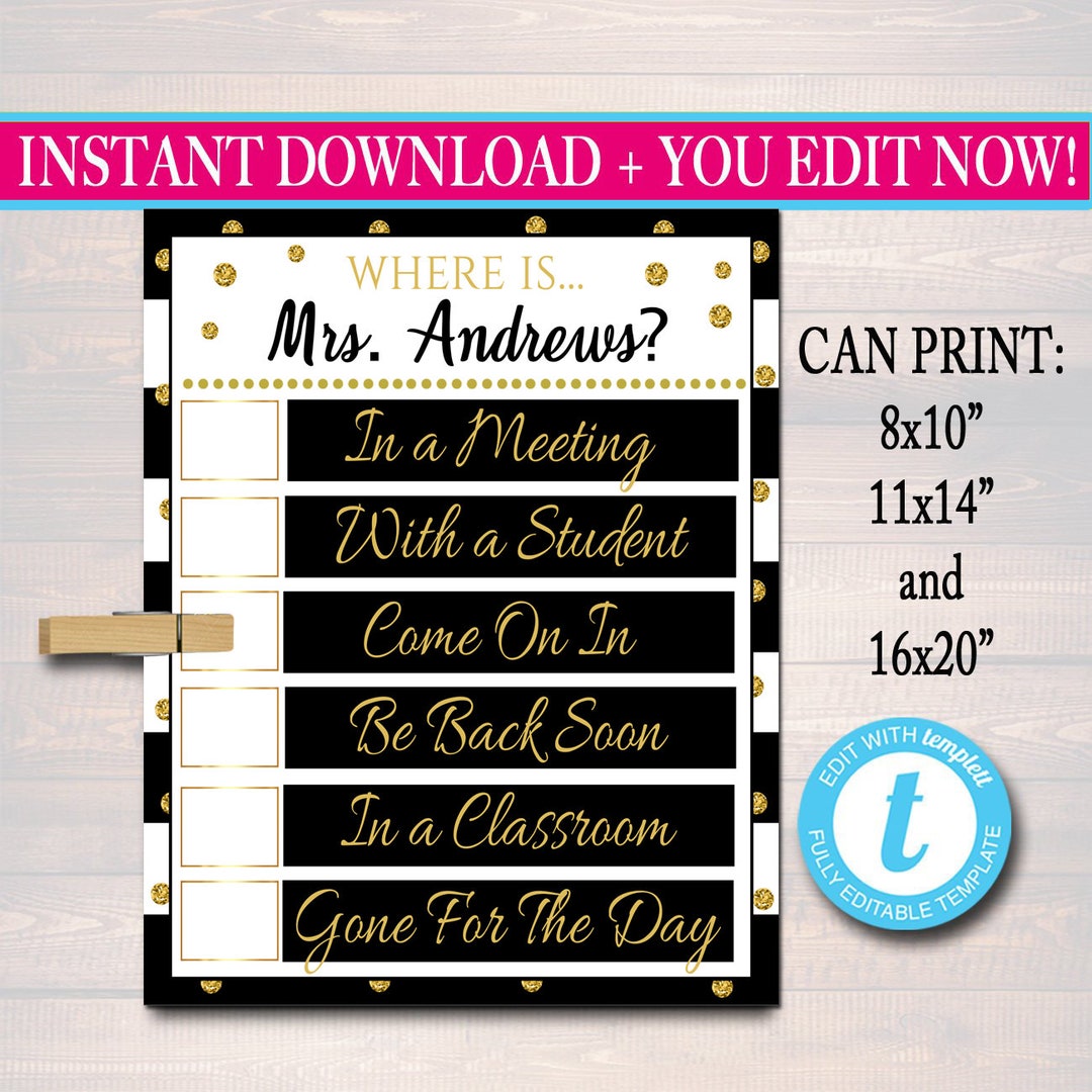 EDITABLE Door Sign, Classroom Decorations, Custom Teacher Gifts, Custom ...