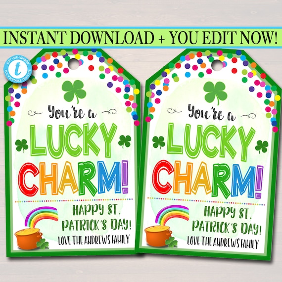 St. Patricks Day Treat Tags You're a Lucky Charm Candy | Etsy