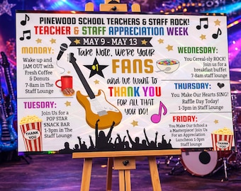 Rockstar Theme Teacher Appreciation Week Itinerary Poster: #1 Fans ...