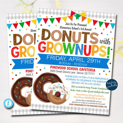 Donuts With Dad Fundraiser Printable Flyer PTA PTO Event - Etsy