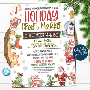 Editable Holiday Market Flyer, Christmas Craft Show, Bake Sale Flyer ...