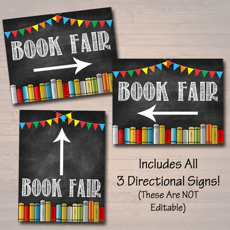 EDITABLE Book Fair Flyer Matching Directional Signs Printable | Etsy