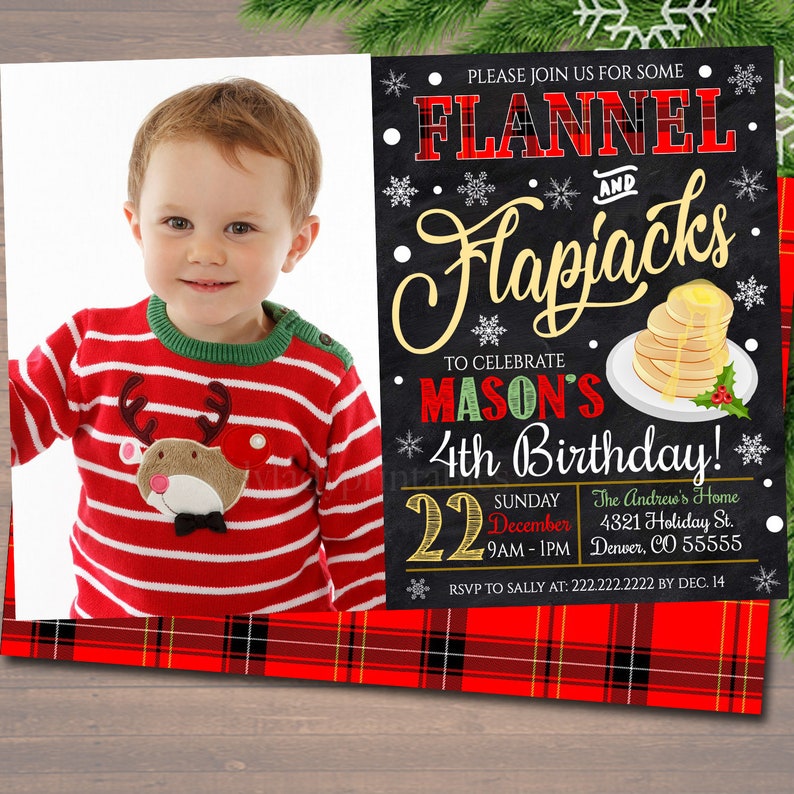 EDITABLE Flannel and Flapjacks Birthday Invite Pancakes and | Etsy