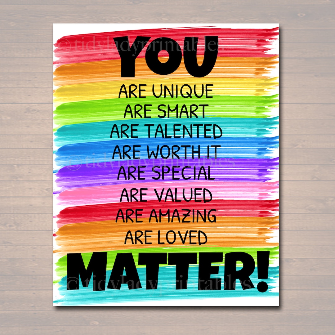 YOU MATTER Classroom Printable, Counseling Office Poster, Counselor ...
