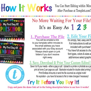 EDITABLE Template Back to School Set First Day Last Day | Etsy