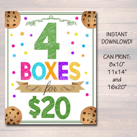 Cookie Booth Price Sign, Stop Cookies Sold Here, Printable Cookie Drop ...