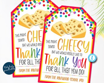 Cheese Gift Tag, Volunteer Teacher Staff Employee School Pto Pta ...