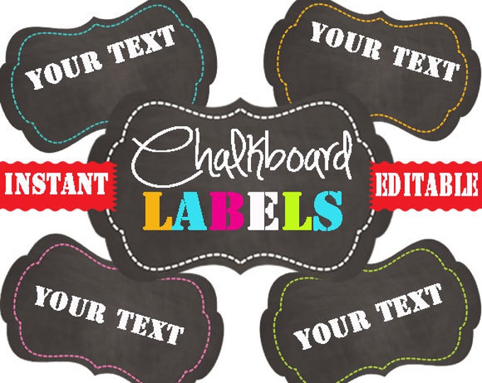 Chalkboard Labels printable Labels INSTANT and EDITABLE - Etsy